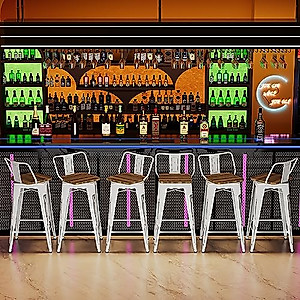 Andeworld 24 Inch Swivel Bar Stools Set of 4 Counter Height Stools Industrial Metal Barstools (24 inch, Distressed White)