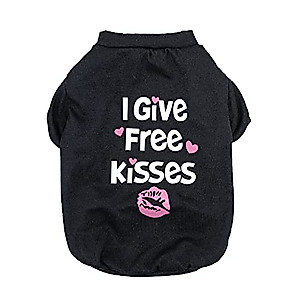 HonpraD Cute Pet Print T Skirt Dog Summer Comfortable Breathable T Shirt Dog Outfits for Outdoors (Black, M)