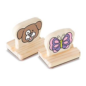 Melissa & Doug My First Wooden Stamp Set Favorites (8 Stamps with Handles, 2 Washable Ink Pads) Wooden Kids Stamps With Handles Set, For Kids Ages 3+
