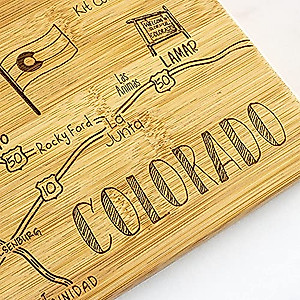 Totally Bamboo Destination Colorado State Shaped Serving and Cutting Board, Includes Hang Tie for Wall Display