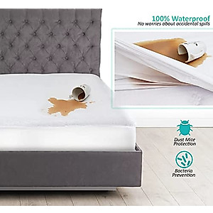 Split Queen Mattress Protector for Adjustable Bed- Soft Cooling Waterproof Noiseless Fully Split Queen Mattress Cover [2-PC 30" x 80"], 10-Inch Deep Pockets Terry Cotton Surface - White