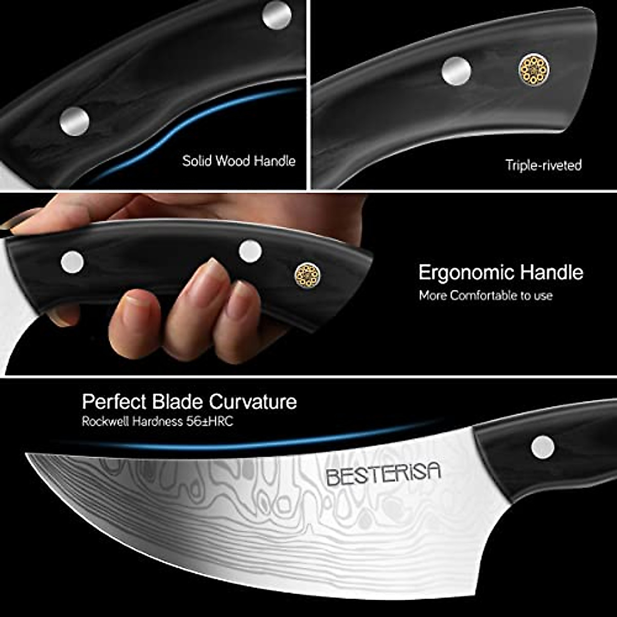 BESTERiSA Butcher Knife, 6 Inch Ultra Sharp Viking Knife- High Carbon German Stainless Steel EN1.4116 Boning Knife Fillet Knife for Kitchen