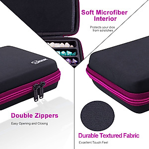 SIQUK Dice Case DND Dice Box Dice Storage Case Dice Organizer Holder with Handle Removable Slotted Tray Holds 8 Sets DND Dice for Dungeons & Dragons and Other RPG Table Games, Rose Red