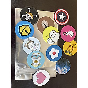 SALEX Replacement Metal Plates Set with White Star Print. Kit of 2 Round Iron Discs Without Holes for Magnetic Car Phone Holders, Wall & Air Vent Mounts, Cases, Magnets. 3M Adhesive Backing. 2 Pack.