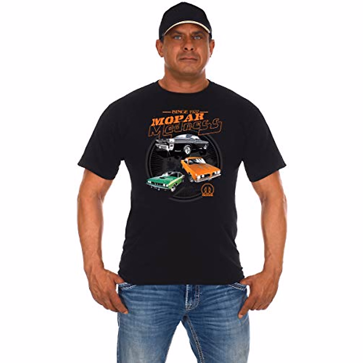 Men's Mopar Maddness T-Shirt Short Sleeve Black Crew Neck Shirt (2X, Black)