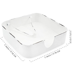 AuldHome White Enamel Napkin Holder, Distressed Rustic Napkin Dispenser