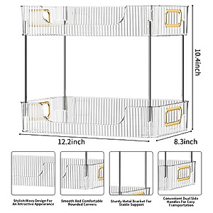 KSDSOAM 2 Tiers Bathroom Countertop Organizer, Cosmetics Skincare Organizer Holder for Perfume, Bathroom Organizers and Storage for Dresser Vanity Tray Sink (Clear)