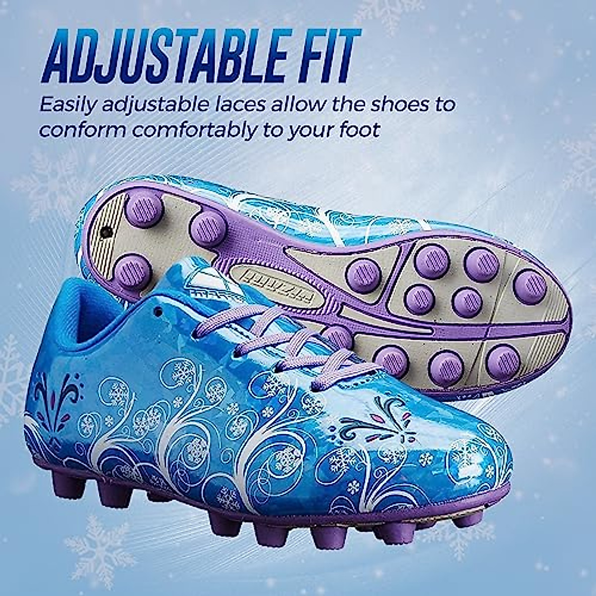 Vizari Frost Outdoor Firm Ground Kids Soccer Cleats | Athletic Football shoes for Boys and Girls | Stylish Outdoor Soccer Shoes Blue/Purple