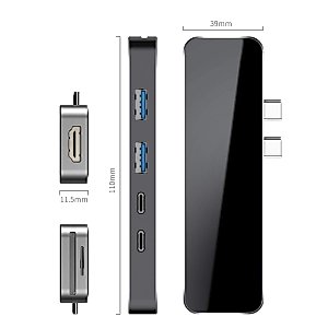 BSD USB C Hub Adapter for MacBook Pro 2016/2017/2018/2019 and MacBook Air 2018.with 4K HDMI, Thunderbolt 3,TF, 2×USB 3.0, SD/Micro Card Readers and Type-C Interface 7In1.
