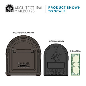 Architectural Mailboxes Hillsborough Galvanized Steel Post Mount Mailbox, Compatibility Code J, 5593RZ-CG, Rubbed Bronze, Large Capacity