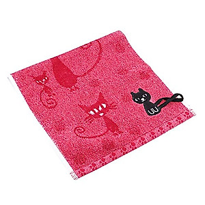 Kshcf Cotton Towel Cat Pattern Luxury Spa Hotel Washcloths Absorbent Cartoon Towels,red