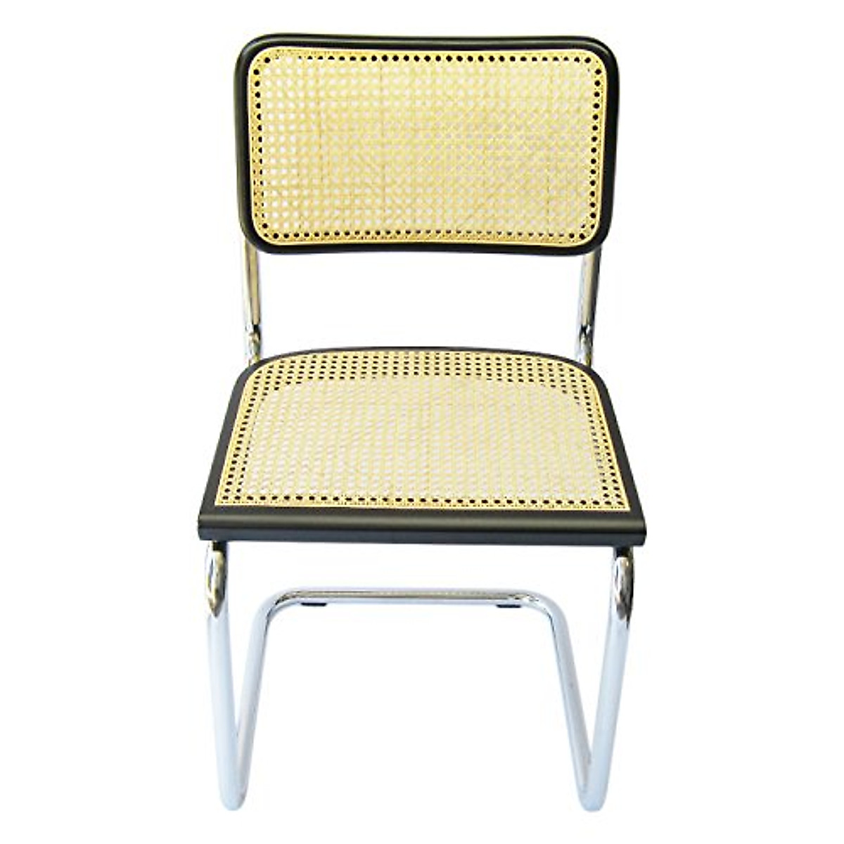 Marcel Breuer Cesca Cane Chrome Side Chair in Black