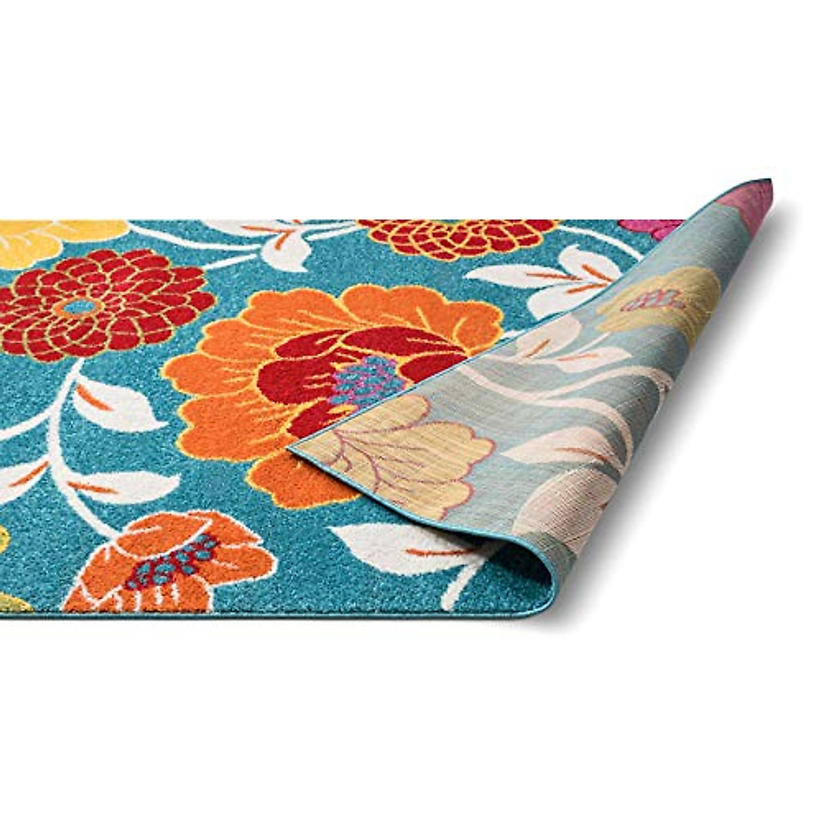 Well Woven StarBright Daisy Flowers Modern Floral Blue 3'3" x 5' Kids Area Rug