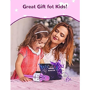 Amazmic Toys for girls, Kids Karaoke Microphone Toddler Microphone for singing with LED Lights,Voice Changer kids Birthday Gift for Girls, Boys, Girls Toy Age 3, 4, 5, 6, 7, 8+ Years Old(Light Purple)
