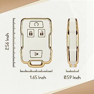 HelloAuto Key Fob Cover for Chevy Chevrolet Silverado Colorado 2014-2020, Soft TPU Key Cover Case for GMC Canyon Sierra 1500 2500 3500 HD Protection Shell Accessories (White) FCC ID: M3N-32337100