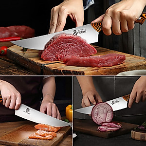 DDF iohEF Chef Knife 8 inch, Super-Sharp High Carbon Stainless Steel Kitchen Knife Ergonomic Wood Handle Durable Blade Cooking Cutting Chopping Knife with Gift Box
