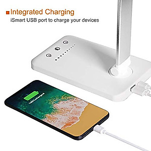 Himigo LED Desk Lamp,Eye-Caring Table Lamps,Stepless Dimmable Office Lamp with USB Charging Port,Touch/Memory/Timer Function,25 Brightness Lighting,Foldable Lamp for Reading,Studying,Working