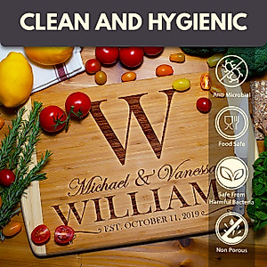 Personalized Cutting Board - 9 Designs |12" x 18"| Bamboo Cutting Board - Wedding Gifts for the Couple, Housewarming Gifts, Anniversary, Grandma Gifts, Engraved Kitchen Sign & Decor - 2 Tone Block