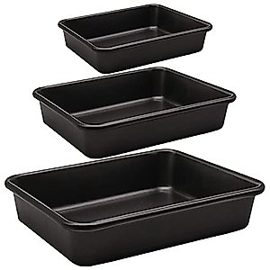 3-Pack Roasting Pan Set, Nonstick Baking Tray Set, Rectangular Bakeware for Oven, Non-Toxic Coating and Durable Quality (Black)