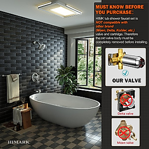 HIMK Shower Tub Faucet Set - Shower Faucet and 9 Modes Rain Shower Head with Single Handle Shower Trim Kit, Bathtub Faucet Shower System with Shower Valve, Chrome