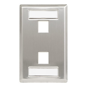 ICC Station ID Stainless Steel Faceplate with 2 Ports for EZ®/HD Style in Single Gang