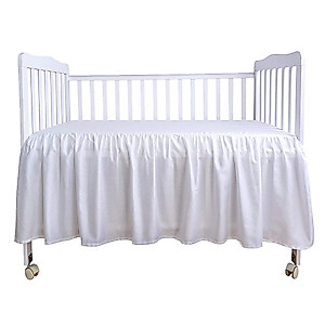 White Crib Bed Skirt Dust Ruffle, Split Corner 100% Natural Cotton Nursery Crib Toddler Bedding Skirt for Baby Girls or Boys, Infant Crib Bed Skirt Ruffled with Split Corners, 14" Drop