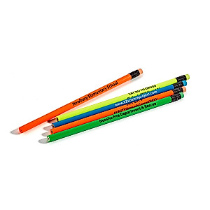 Pencil Guy Promotional Personalized Imprinted Neon Round Pencils- 500 per box
