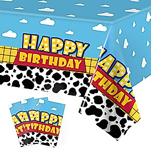 Cartoon Story Backdrop Birthday Party Supplies & 3 Pack Cartoon Story Birthday Tablecloth