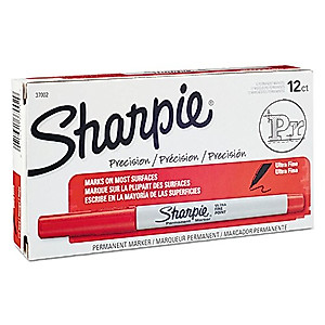 Sharpie 37002 Permanent Markers Ultra Fine Point Red Dozen