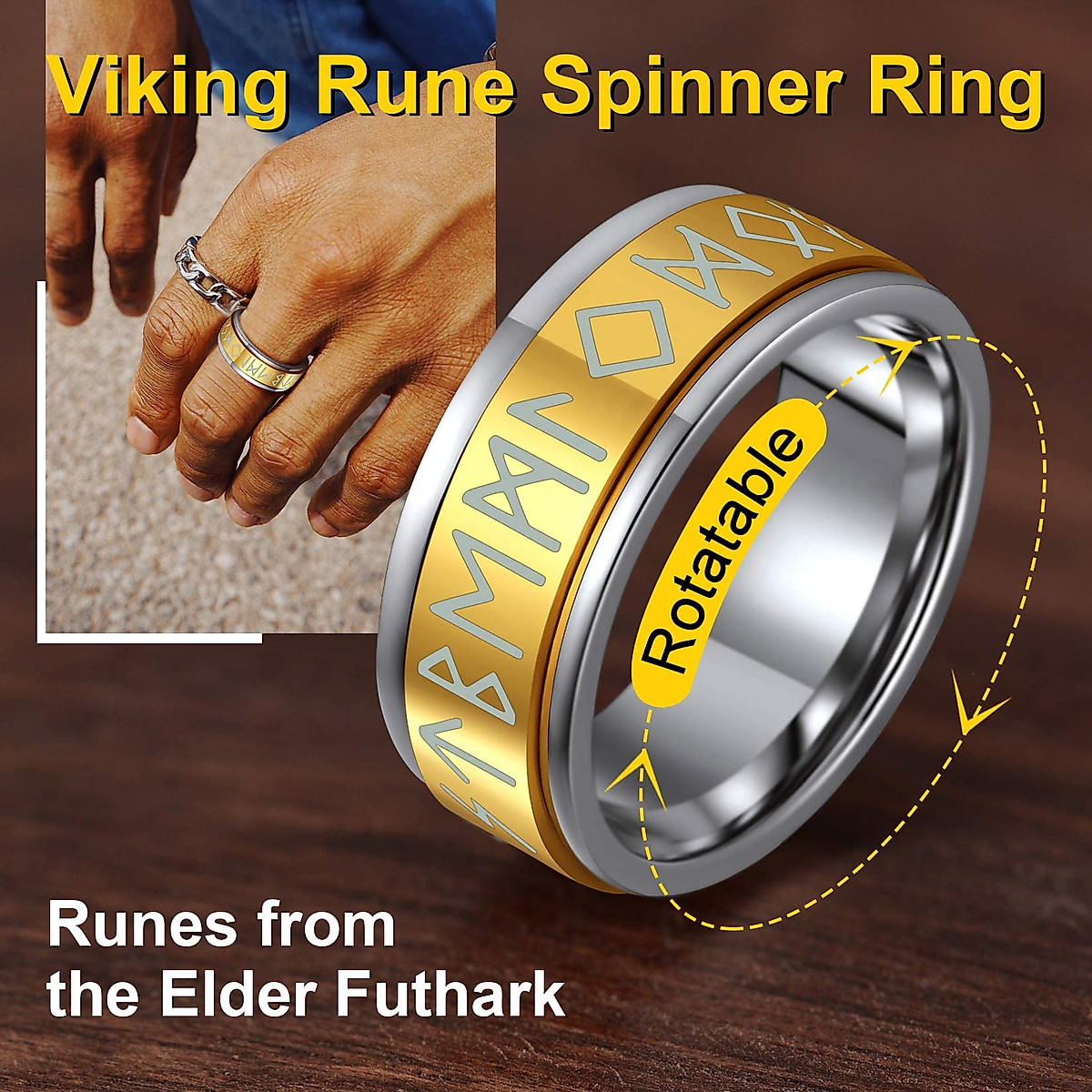 ChainsProMax Gold Spinner Custom Ring Women Size 7 Anxiety Fidget Ring