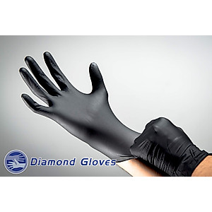 Black Advance Nitrile Industrial Powder Free Gloves, Black, 6.3 mil, Heavy Duty, 1000pcs/case, Case of 10 Boxes, 100/box by Diamond Gloves