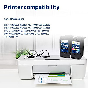 Relcolor 2X Capacity 240XL 241XL Ink Cartridges Black Color Combo Pack for Canon PG-240 CL-241 XL PG240 CL241 for Cannon Pixma MG3620 MG3600 TS5120 TS5100 MG3520 MG2120 MX452 MX532 MX472 MX512 Printer