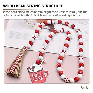 BESPORTBLE Christmas Wooden Bead Garland with Tassels: Christmas Tiered Tray Decor, Farmhouse Wall Hanging Wooden Beads with Tassels for Christmas Tree Decoration, Fireplace Ornaments