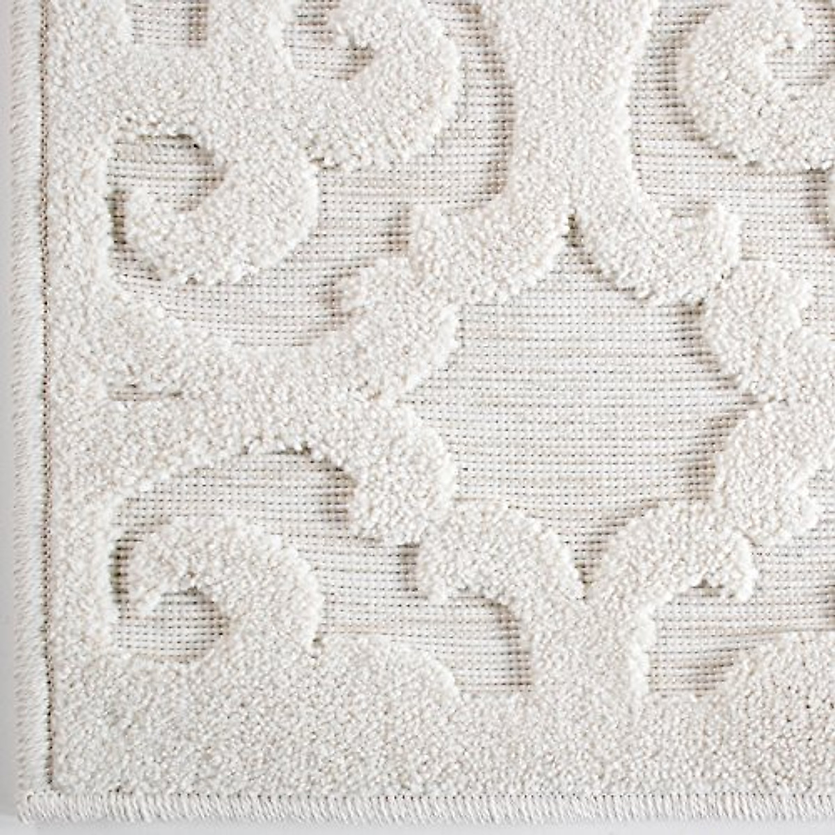 Orian Sculpted 4704 Indoor/Outdoor High-Low Debonair Natural Runner Rug, 1'11" x 7'6", Ivory