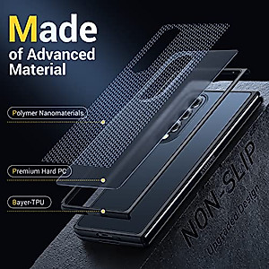 Humixx Translucent Matte for Samsung Galaxy Z Fold 4 Case, [Mil-Grade Protection] [Anti-Fingerprint] Silky Touch Hard PC Back & Non-Slip Soft TPU Edge, Airbag Shockproof for Z Fold 4, Black