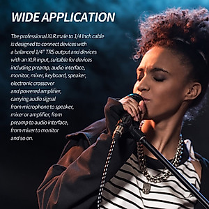 Sound harbor Xlr to 1/4 Cable 6.5 ft,TRS 6.35mm to xlr Male Jack - Nylon Braided Balanced Patch Cable