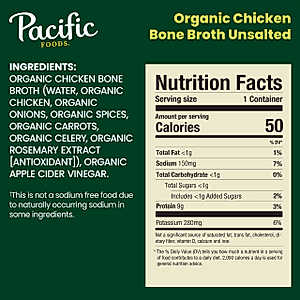 Pacific Foods Organic Chicken Bone Broth, 8oz (Pack of 12)