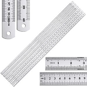 6 Pieces Large Stainless Steel Ruler Metal Yard Stick Rule Measuring 1 Meter 40 Inch/ 100 cm 24 Inch/ 60 cm Measure Straight Edge (40 Inch)