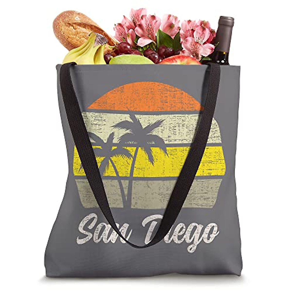 San Diego Vintage 70s Love California Surf Retro Sunset Tote Bag