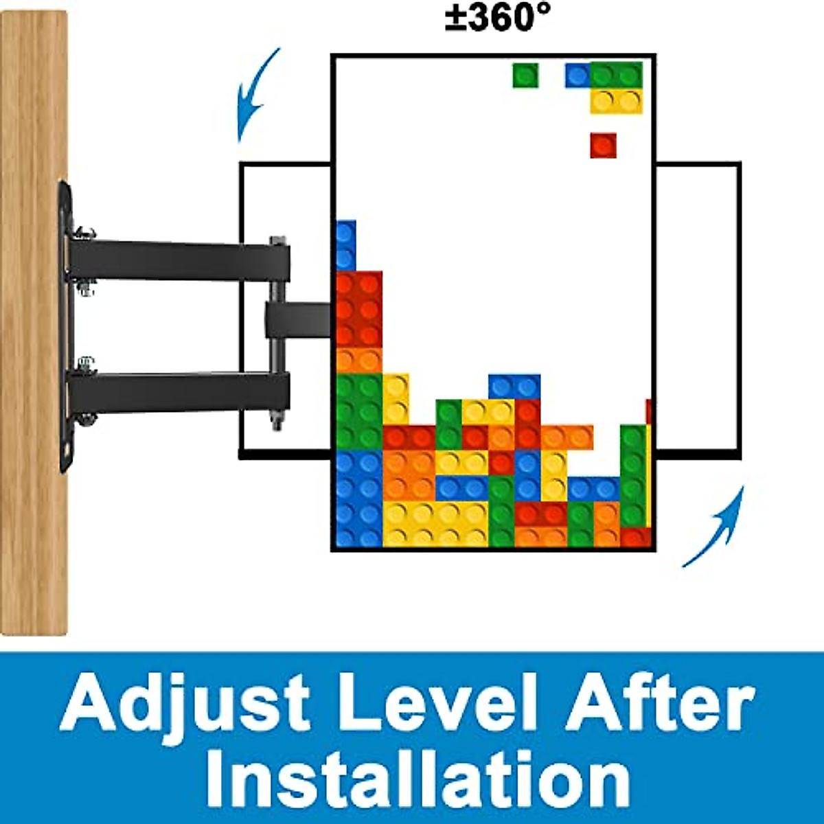 JUSTSTONE Full Motion TV Wall Mount Bracket for 13-45 Inches LED, Plasma Flat Screen Curved TVs, TV Mount with Articulating Arms Swivels Tilt Extension, VESA 200x200mm and Loading Capacity 55 lbs