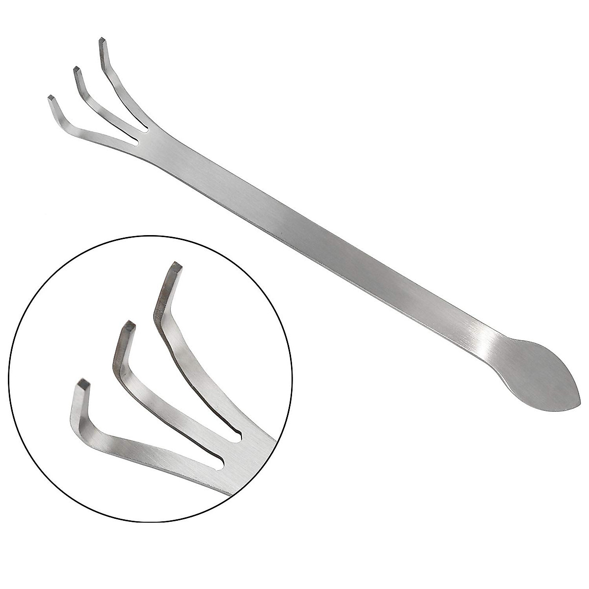 SQXBK Bonsai Rake Stainless Steel Root Rake with Spatula Mini Gardening Rack Cultivator 3-Prong Loosen Soil Bonsai Tree Tools