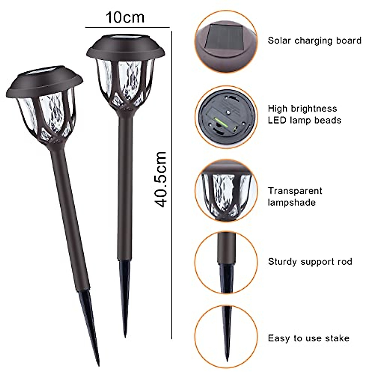 Solar Lights Outdoor Decorative - 10 Pack of Solar Pathway Lights - Suitable for Outdoor Solar Lights Pathway, Waterproof Solar Powered Garden Yard Lights for Walkway Sidewalk Driveway