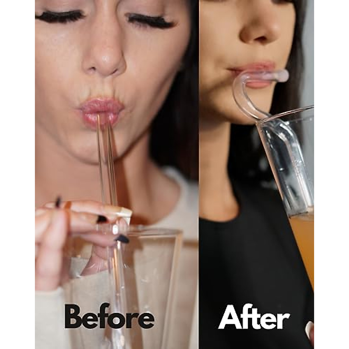 Lipzi - Anti Wrinkle Straw - Glass anti-wrinkle drinking straws for 40oz Tumbler, Clear Reusable Straws with Cleaning Brush - Eco-Friendly Alternative to Plastic - Cleaning Brush Included - 2 Pack