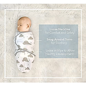 100% Organic Cotton Swaddle Blanket Baby Girl Boy Infant Sleep Sack Wrap, Adjustable Infant Swaddle Wrap Newborn Babies Small 0-3 Months. Clouds, Swirls, and Sleepy Animals. (Neutral Gray 3Pk)