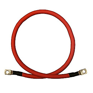 2 AWG Gauge Red + Black Pure Copper Battery Inverter Cables Solar, RV, Car, Boat 12 in 5/16 in Lugs