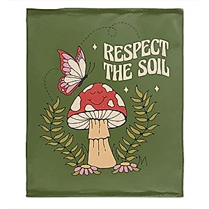 A Mushroom and A Butterfly with The Quote Respect The Soul Throw Blanket Lightweight Soft Plush Fluffy Flannel Blankets for Couch Bed Sofa (XS 30"x40" Inch for Toddler/Puppy)