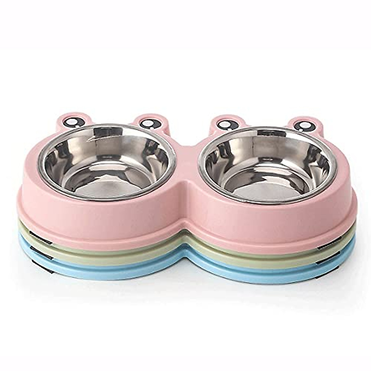 FUUIE Bowls for Food and Water Pet Bowls Dog Food Water Feeder Stainless Steel Pet Drinking Dish Feeder Cat Puppy Feeding Supplies Small Dog Accessories (Color : Blue)