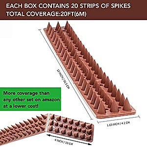 COOES Bird Spikes Defender Fence Spikes Effective Plastic Anti-Theft-Climb Strips, 20 Feet