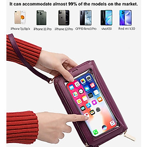 Formva Touch Screen Crossbody Phone Bag, Mini Shoulder Handbags RFID Blocking Wallet Cellphone Purse with Strap and Credit Card Slots (Black)