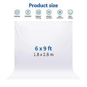 Neewer 6x9 feet/1.8x2.8 Meters Photo Studio 100 Percent Pure Polyester Collapsible Backdrop Background for Photography, Video and Television (Background Only) - White